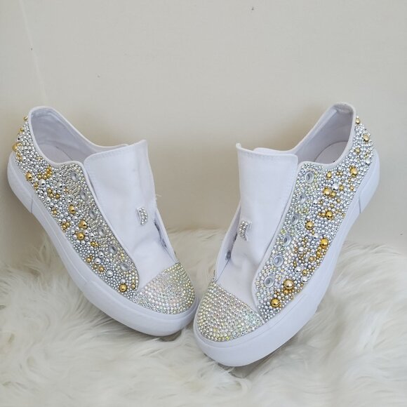 NOBO | Shoes | Custom Bling Nobo White Sneakers Size 1 | Poshmark